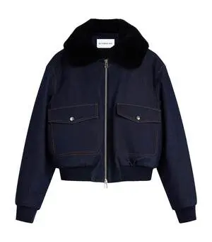 Givenchy Shearling-collar Denim Blouson Jacket - Blue