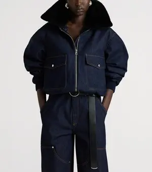 Givenchy Shearling-collar Denim Blouson Jacket - Blue
