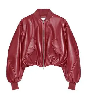 Givenchy Leather Cropped Cocoon Bomber Jacket - Red