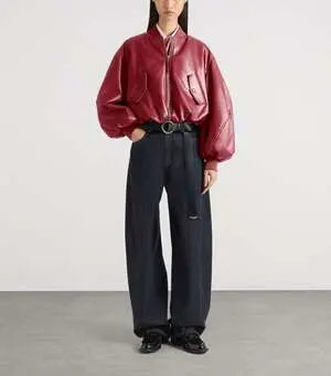 Givenchy Leather Cropped Cocoon Bomber Jacket