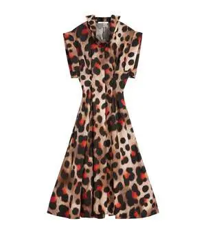 Givenchy Silk Leopard Print Midi Dress - Brown