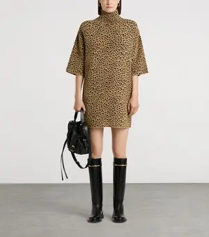 Givenchy Leopard Print High-neck Mini Dress