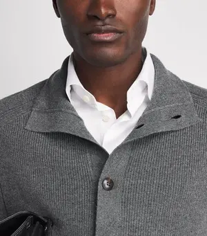 Pal Zileri Wool-silk-cashmere High-neck Cardigan