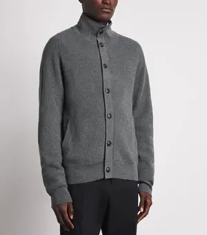 Pal Zileri Wool-silk-cashmere High-neck Cardigan