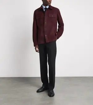 Ralph Lauren Purple Label Suede Overshirt - Red