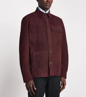 Ralph Lauren Purple Label Suede Overshirt - Red