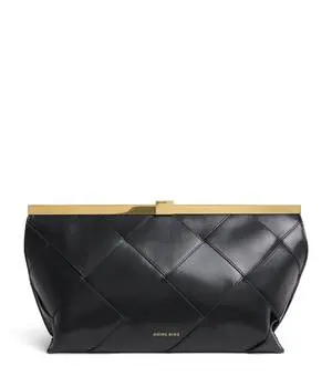 ANINE BING Leather Braided Anine Clutch Bag - Black