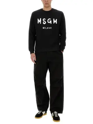 MSGM Felpa In Cotone Con Logo