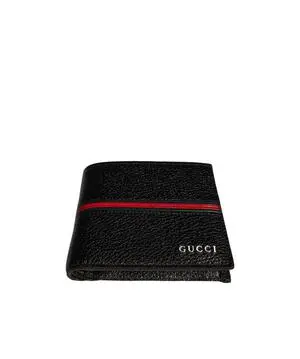 Gucci Bi-fold Coin Wallet With Web - Black