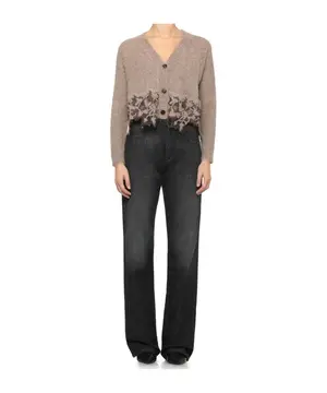 D.exterior Lace Trim Cropped Cardigan