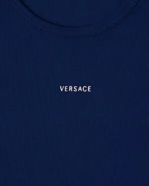 Versace Embroidered-logo Ribbed Cotton-jersey T-shirt