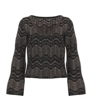 D.exterior Geometric Sequin Knitted Sweater - Multicolour