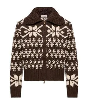 Moncler Jacquard Sequin Zip-up Cardigan - Brown