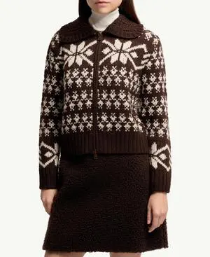 Moncler Jacquard Sequin Zip-up Cardigan