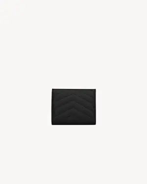 Saint Laurent Cassandre Matelasse Multi-folded Wallet In Grain De Poudre Leather