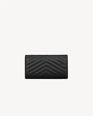 Saint Laurent Cassandre Matelassé Large Flap Wallet In Grain De Poudre Leather