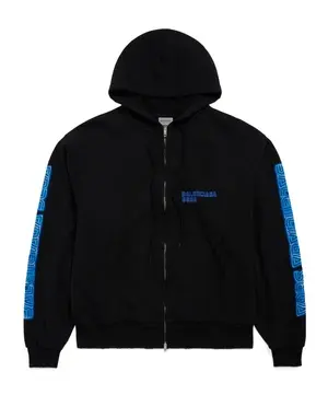 Balenciaga Sega Sonic The Hedgehog Oversized Zip-up Hoodie - Black