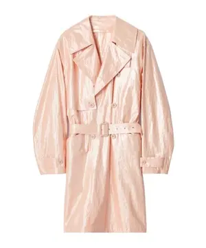 LEMAIRE Trench Coat In Water Repellent Shiny Coated Linen - Quartz