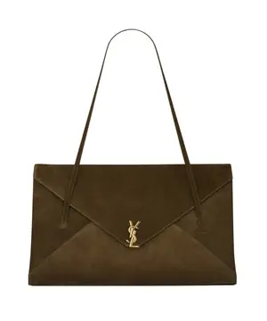 Saint Laurent Simone Large In Suede - Olive Gradient