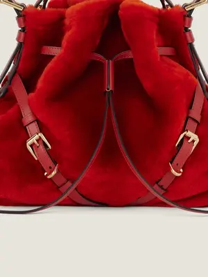 Givenchy Small Voyou Bucket Bag In Shearling