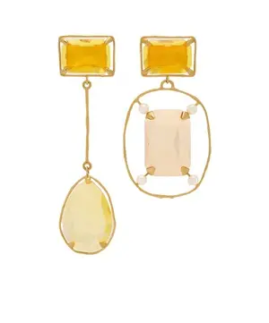 Givenchy Rainbow Drop Asymmetric Earrings In Metal And Crystals