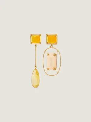Givenchy Rainbow Drop Asymmetric Earrings In Metal And Crystals