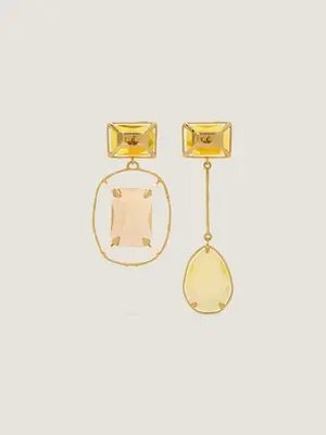 Givenchy Rainbow Drop Asymmetric Earrings In Metal And Crystals
