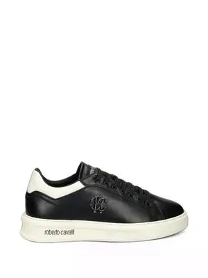 Roberto Cavalli Logo-plaque Leather Sneakers - Black