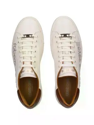 Roberto Cavalli Logo-embroidered Leather Sneakers