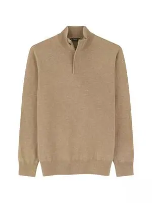 Boggi Milano Roll-neck Jumper Quarter-zip Wool Cashmere Mélange - Neutrals