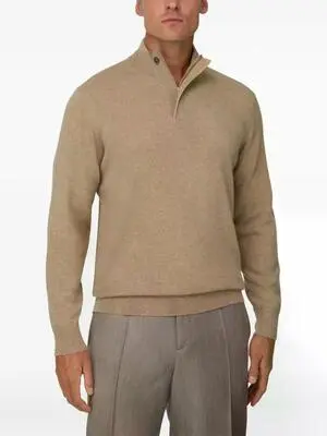 Boggi Milano Roll-neck Jumper Quarter-zip Wool Cashmere Mélange