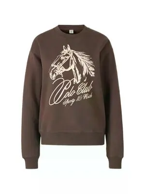 Sporty & Rich Horse-print Crew-neck Sweatshirt - Brown