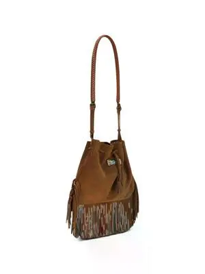 FORTELA Kimi Fringed Suede Bucket Bag