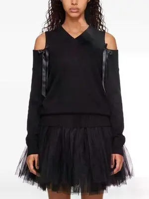 Simone Rocha Bow-detail Cold-shoulder Sweater
