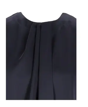 Emporio Armani Crewneck Pleated Cap-sleeved Blouse