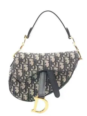 Dior 2010-2026 Mini Oblique Canvas Saddle Bag Satchel - Blue
