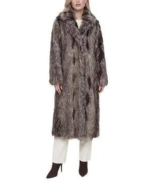LYLA GRANT Faux Fur Fox Long Coat