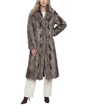 LYLA GRANT Faux Fur Fox Long Coat