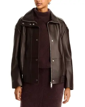 Hugo Boss Savani Leather Aviator Jacket Exclusive - Medium Brown