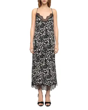 Zadig&Voltaire Respa Soft Night Lace Trim Slip Dress - Black
