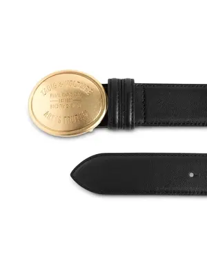 Zadig&Voltaire Colter Medallion Buckle Leather Belt