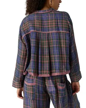 Free People One And Done Cotton Notched Lapel Pajama Shirt