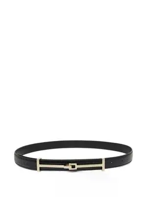 TOM FORD Tumbled Printed Crocodile Leather Arc Belt