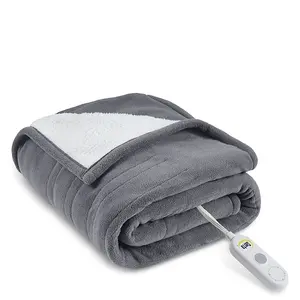 BEAUTYREST Serta Fleece To Sherpa Heated Throw, 50 X 60 - Dark Grey