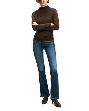 Veronica Beard Mylie Mock Neck Long Sleeve Ruched Top