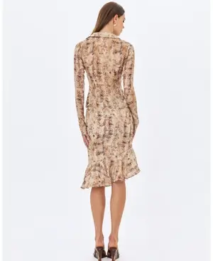 MISS CIRCLE NEW YORK Umara Reptile Print Chiffon Tie-front Top