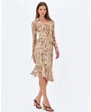 MISS CIRCLE NEW YORK Umara Reptile Print Chiffon Tie-front Top