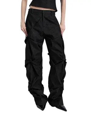 KATE BARTON Astrid Denim Sculpted Drape Trousers