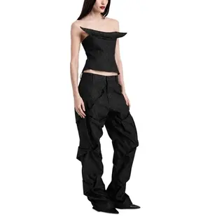 KATE BARTON Astrid Denim Sculpted Drape Trousers
