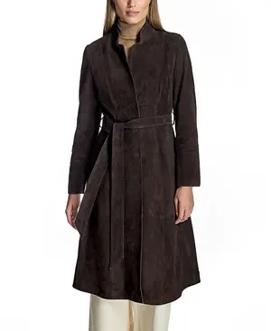MAXIMILIAN Belted Suede Coat